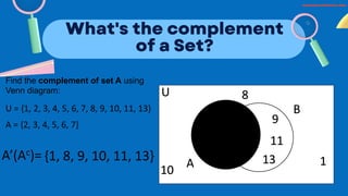 Week 2-3 - Complementary and Difference of Sets.pptx | Education