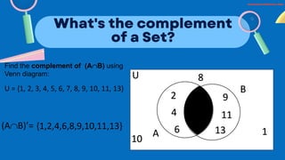 Week 2-3 - Complementary and Difference of Sets.pptx | Education