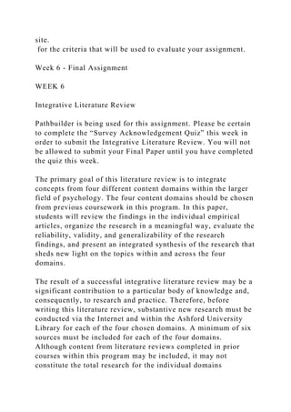 Week 2 - AssignmentResources for the Integrative Literature | DOCX