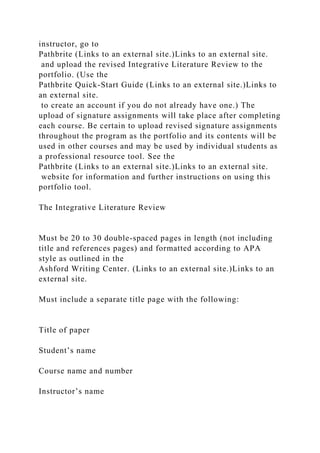 Week 2 - AssignmentResources for the Integrative Literature | DOCX