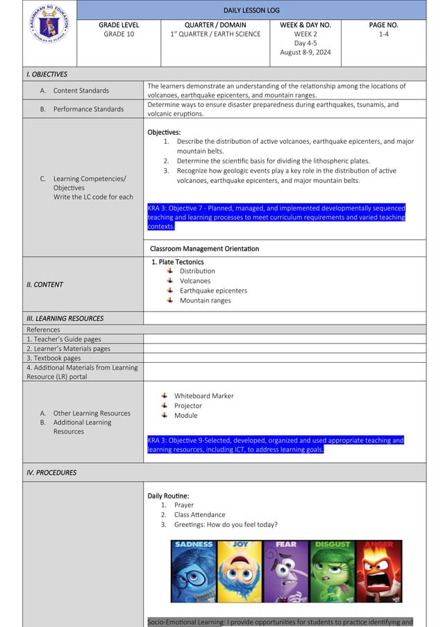 Earth Science - Lesson Plan Grade 10 1st Quarter | PDF