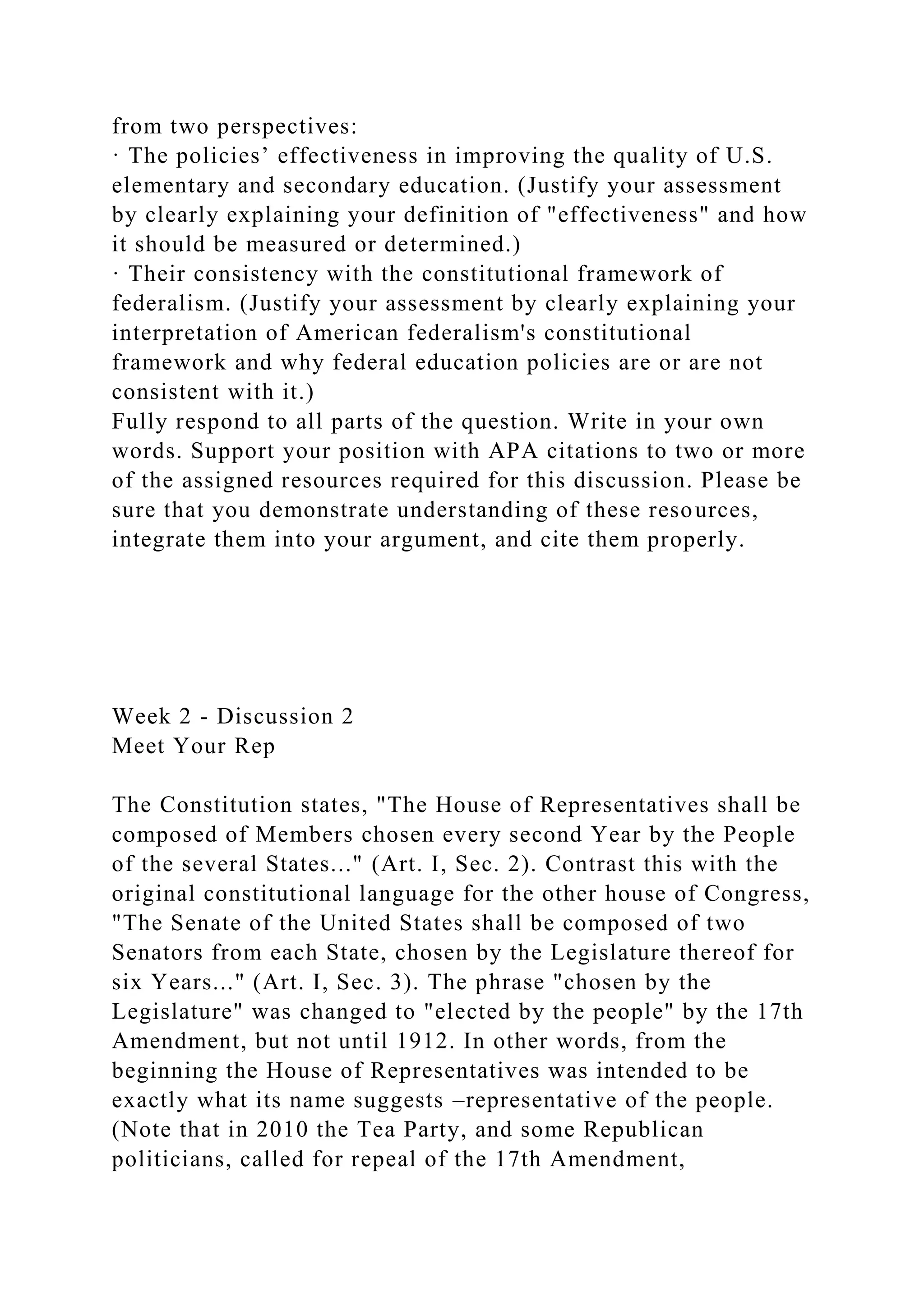 Week 2 - Discussion 1Policy-making in the Federal System.docx