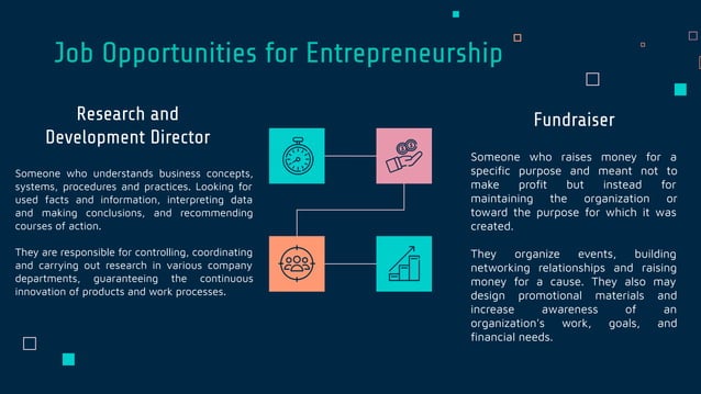 Job Opportunities for Entrepreneurship as a career | PDF