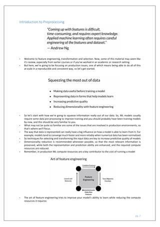 Machine Learning Data Life Cycle in Production (Week 2 feature engineering, transformation and ...