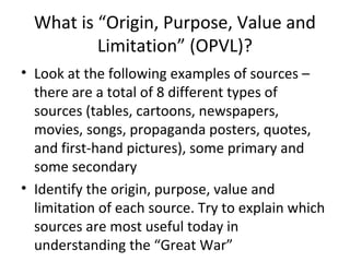Week 2 - Origin, Purpose, Value and Limitation | PPT