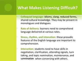 Week 2 Teaching listening comprehension | PPT