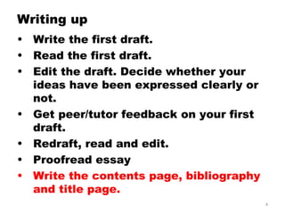 Week 2011 the stages of writing a project | PPT