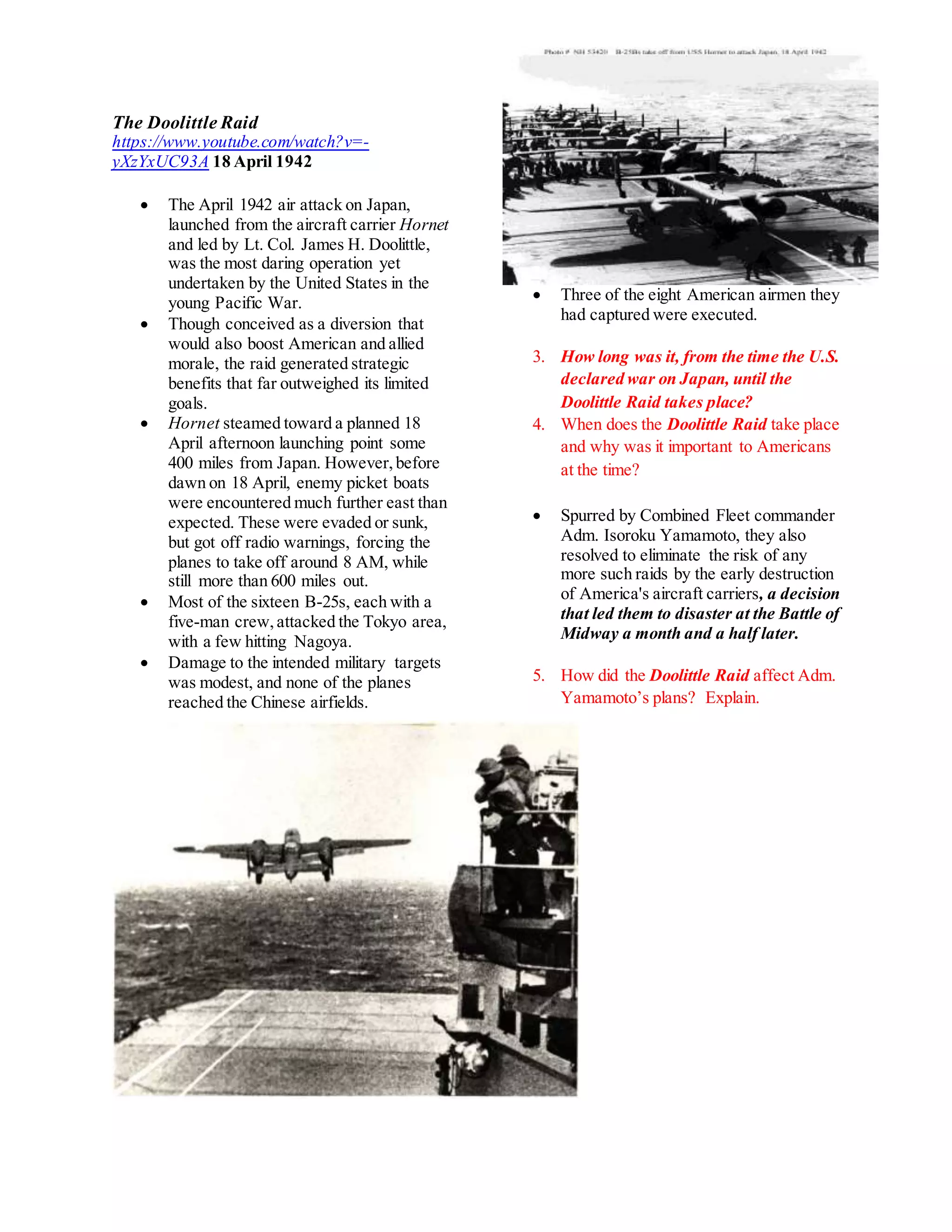 World War II; America Fights Back in the Pacific | DOCX