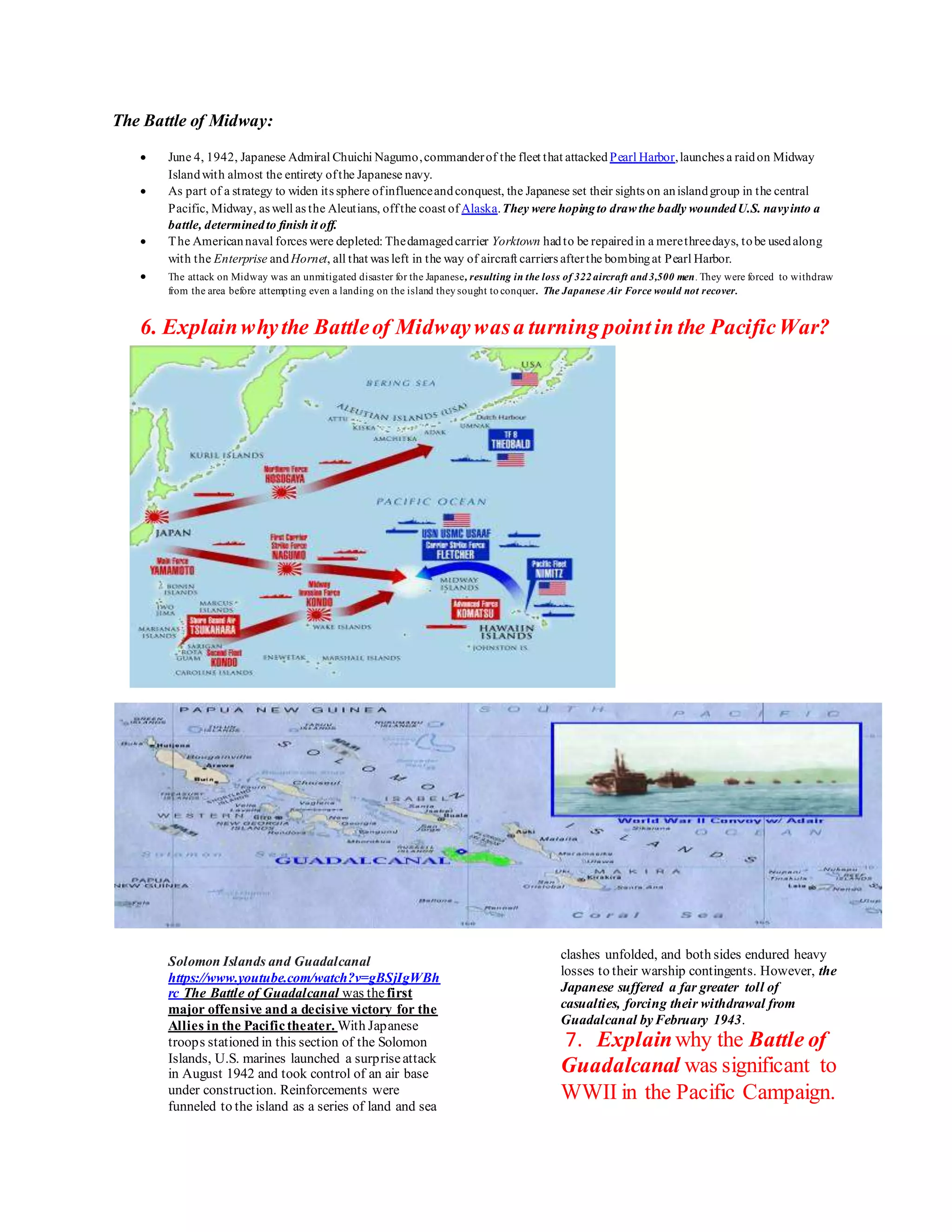 World War II; America Fights Back in the Pacific | DOCX