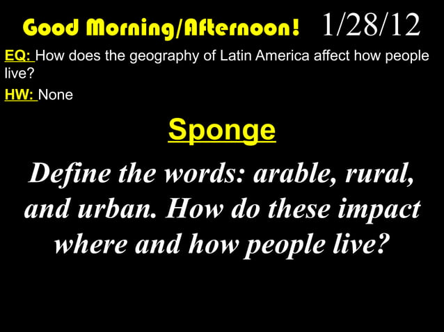 Week 24 day 1- unit 6- latin america environmental location climate and ...