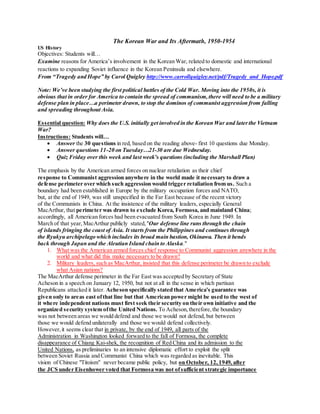 How Does America get involved in the Korean War, and what was the ...