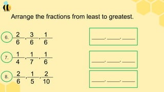 Mathematics 3 : Comparing and Ordering Fractions | PPTX