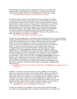 the Eisenhower Years; 1952-1956- Domestic and foreign policy affecting ...