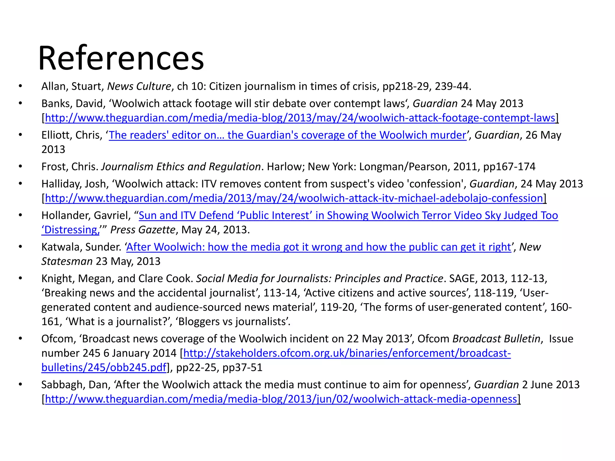 How news organisations used video footage of the Lee Rigby killers | PPTX
