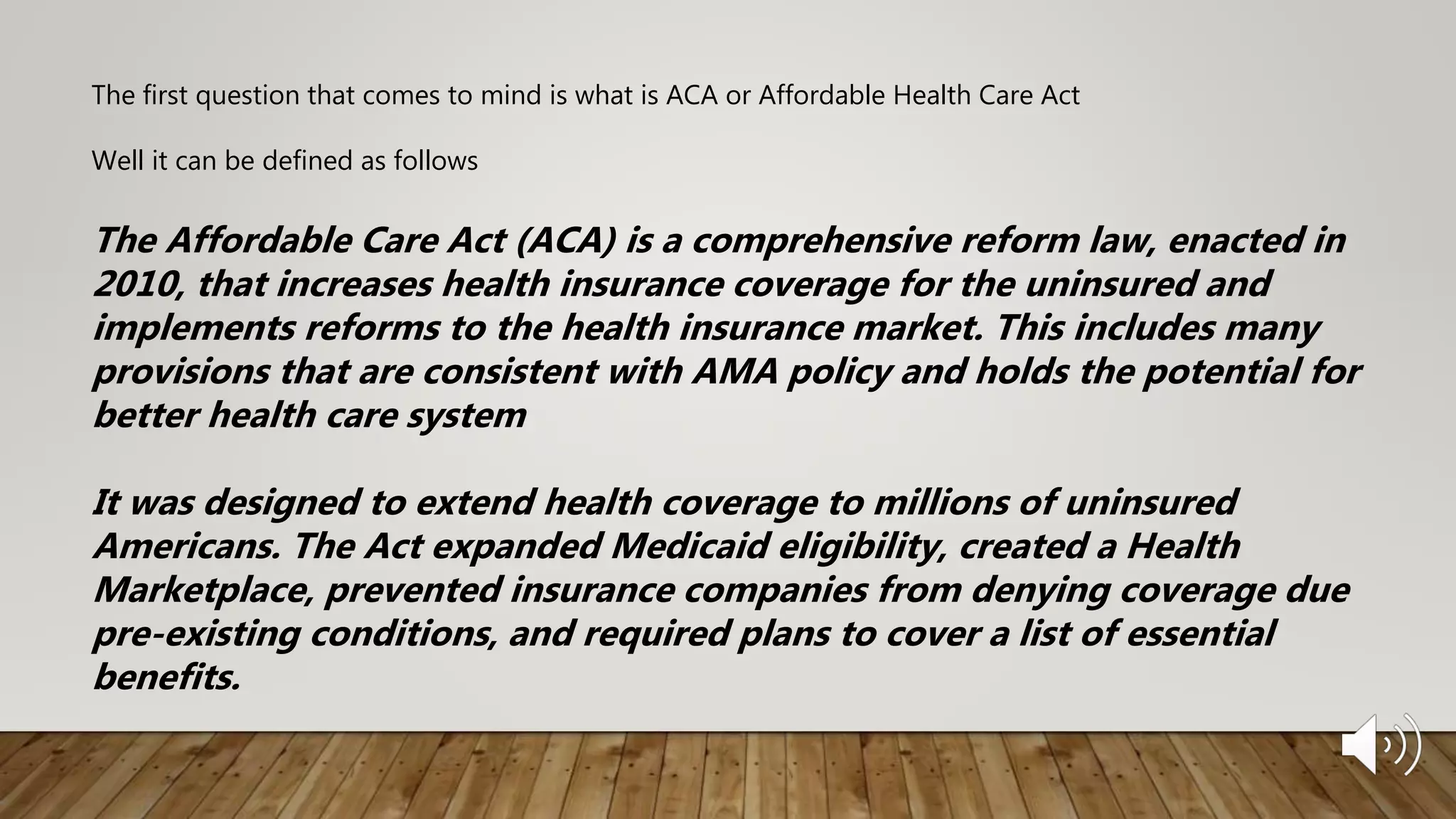 Week 2 Affordable Care Act | PPTX