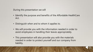 Week 2 Affordable Care Act | PPTX