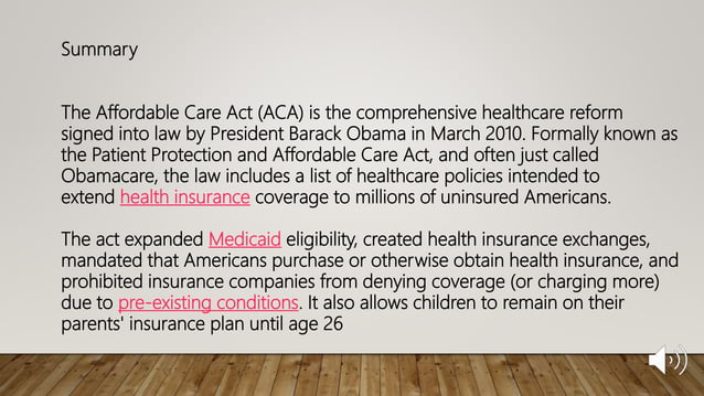 Week 2 Affordable Care Act | PPTX