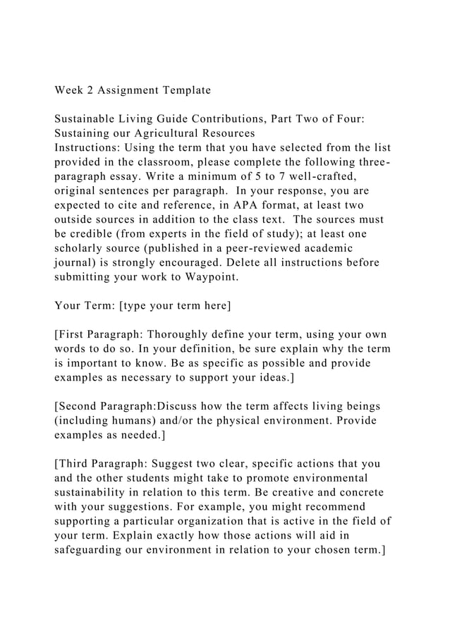 Week 2 Assignment Template Sustainable Living Guide Contribut.docx
