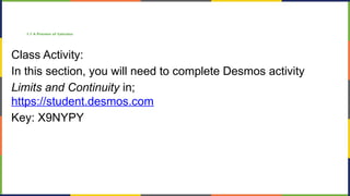 Week 2 Calculus I PPT - Limits and Continuity | PPTX