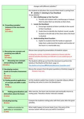 science 9 daily lesson plan week 2 heart rate | DOCX