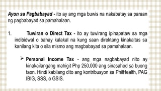 Araling panlipunan 9 : Uri ng mga Buwis | PPTX