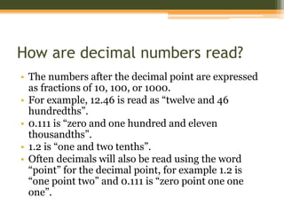Week 2 Decimal Numbers and Percents | PPTX