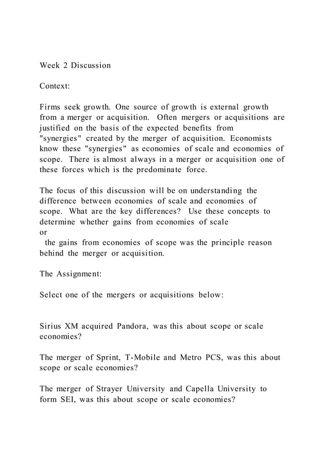Week 2 discussion contextfirms seek growth. one source of | PDF