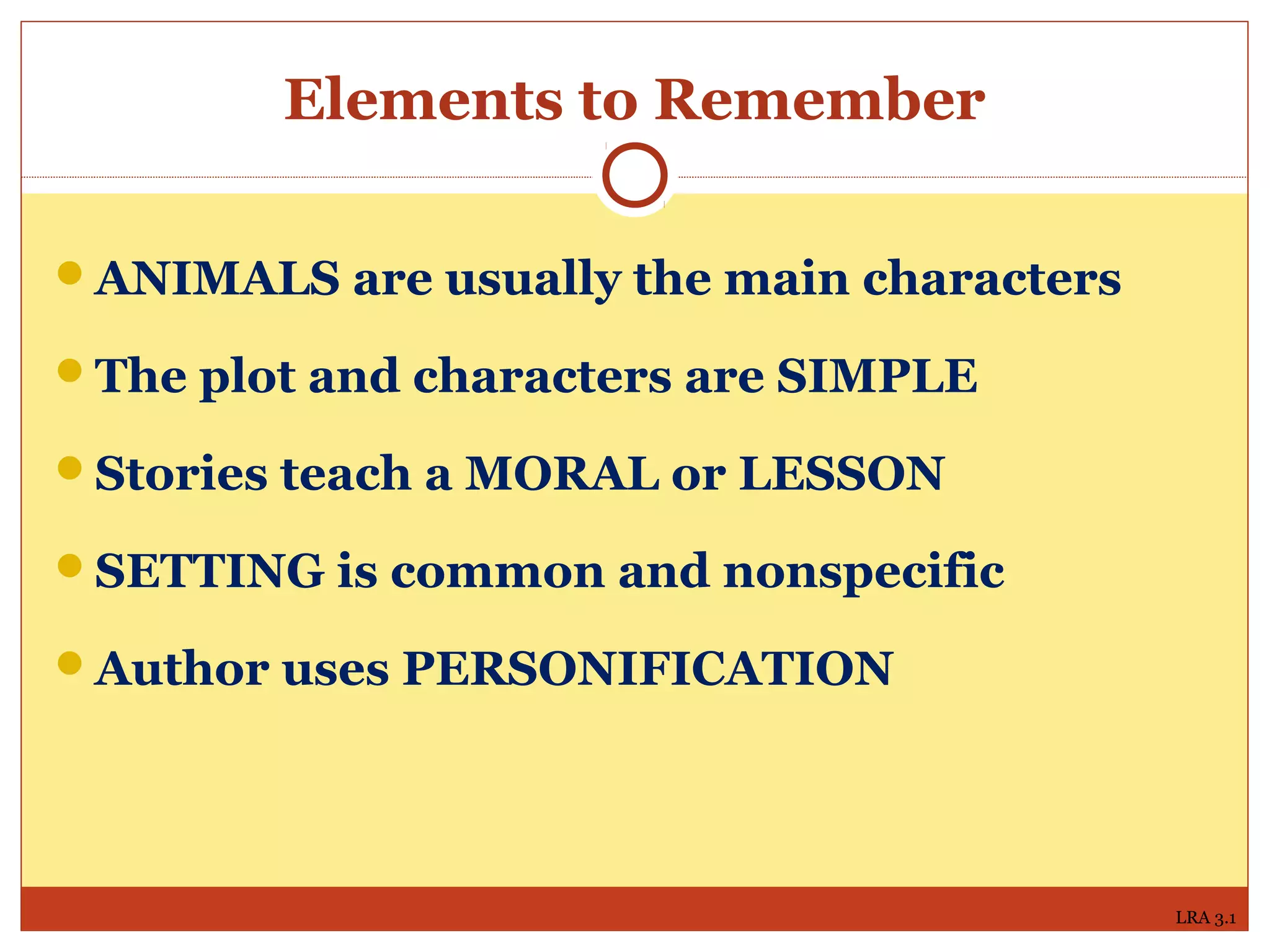 Week 2 Elements of Fables | PPT