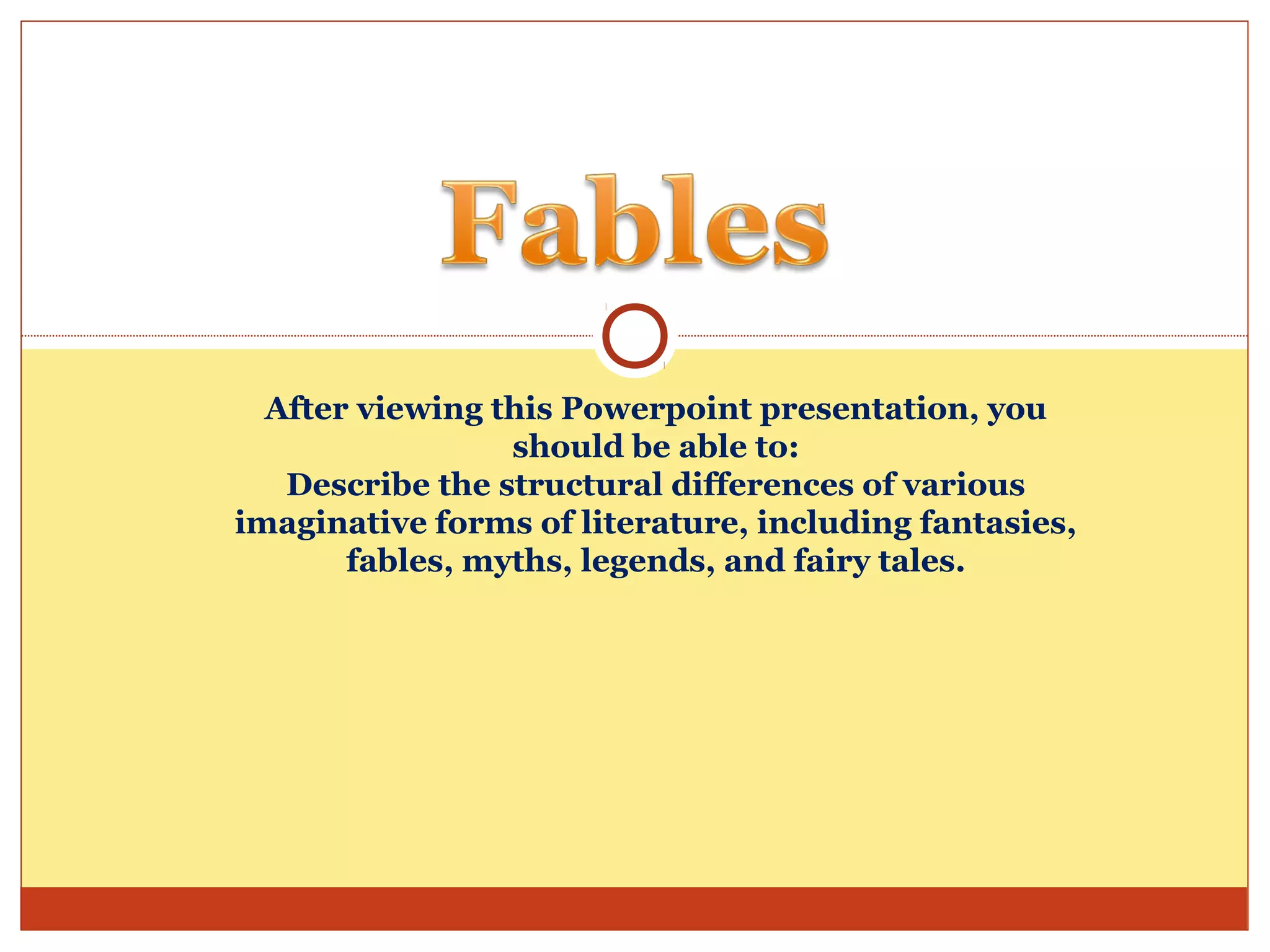 Week 2 Elements of Fables | PPT