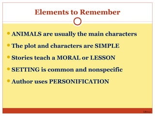 Week 2 Elements of Fables | PPT
