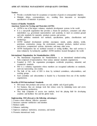Week 2 importance of standards | DOC | Apparel Industry | Industries