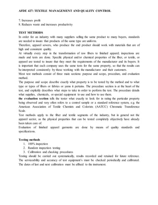 Week 2 importance of standards | DOC | Apparel Industry | Industries