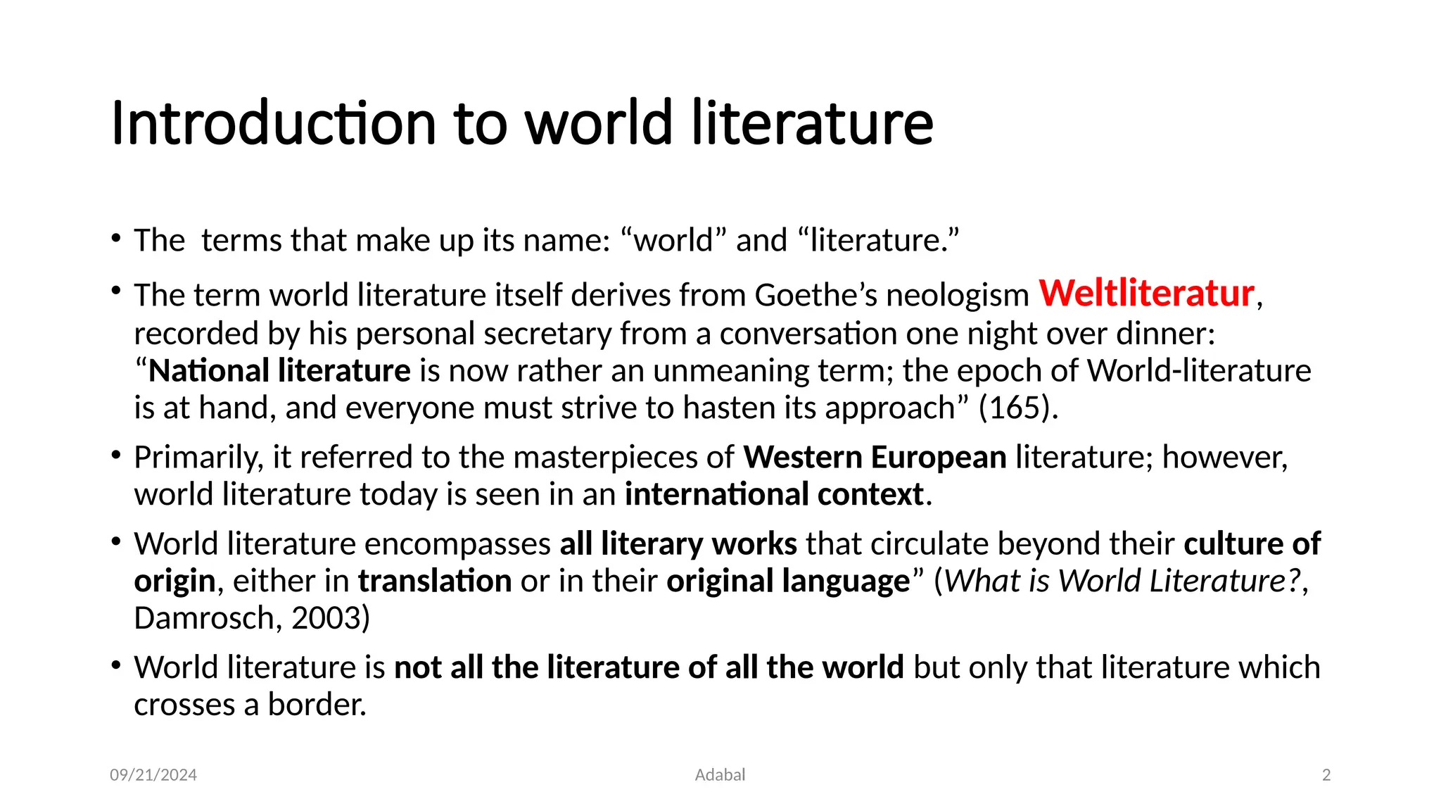 Week 2_ Intro to World Literature_051303.pptx | Poetry | Books and ...
