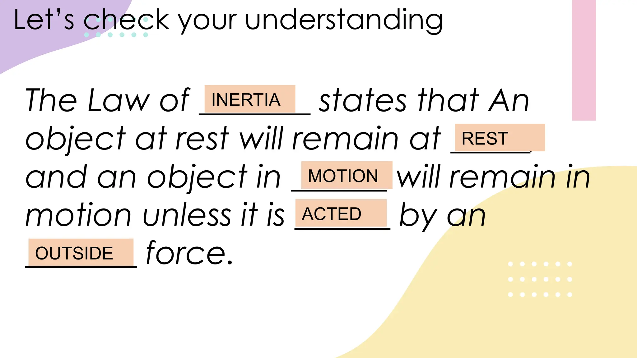 LAW OF INERTIA - NEWTONS FIRST LAW OF MOTION | PPTX