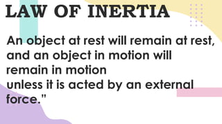 LAW OF INERTIA - NEWTONS FIRST LAW OF MOTION | PPTX