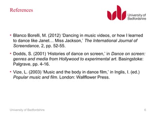 Week 2 Lecture - Dance in Popular Culture: From Hollywood to MTV | PPT
