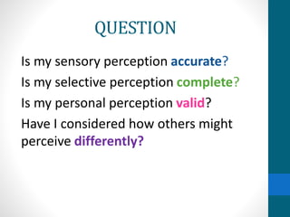 Perception and Intrapersonal Communication Lesson for HS Comm. Ap ...