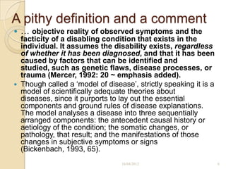 Old World: Hegemonic explanatory frameworks for thinking disability | PPTX
