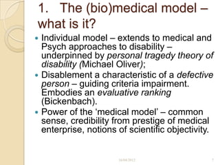 Old World: Hegemonic explanatory frameworks for thinking disability | PPTX