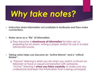 ENG102 Week 2 note taking skills | PPT
