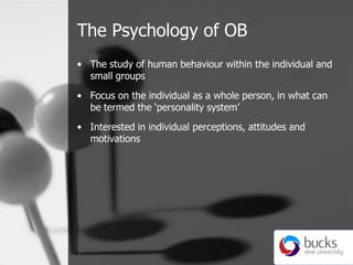 Week 2 Organisational Behaviour Presentation | PPTX