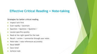 Week 2 - reading and note taking skills bb | PPT