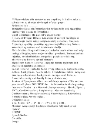 Week 2 Respiratory Clinical CasePatient Setting65 year old C.docx