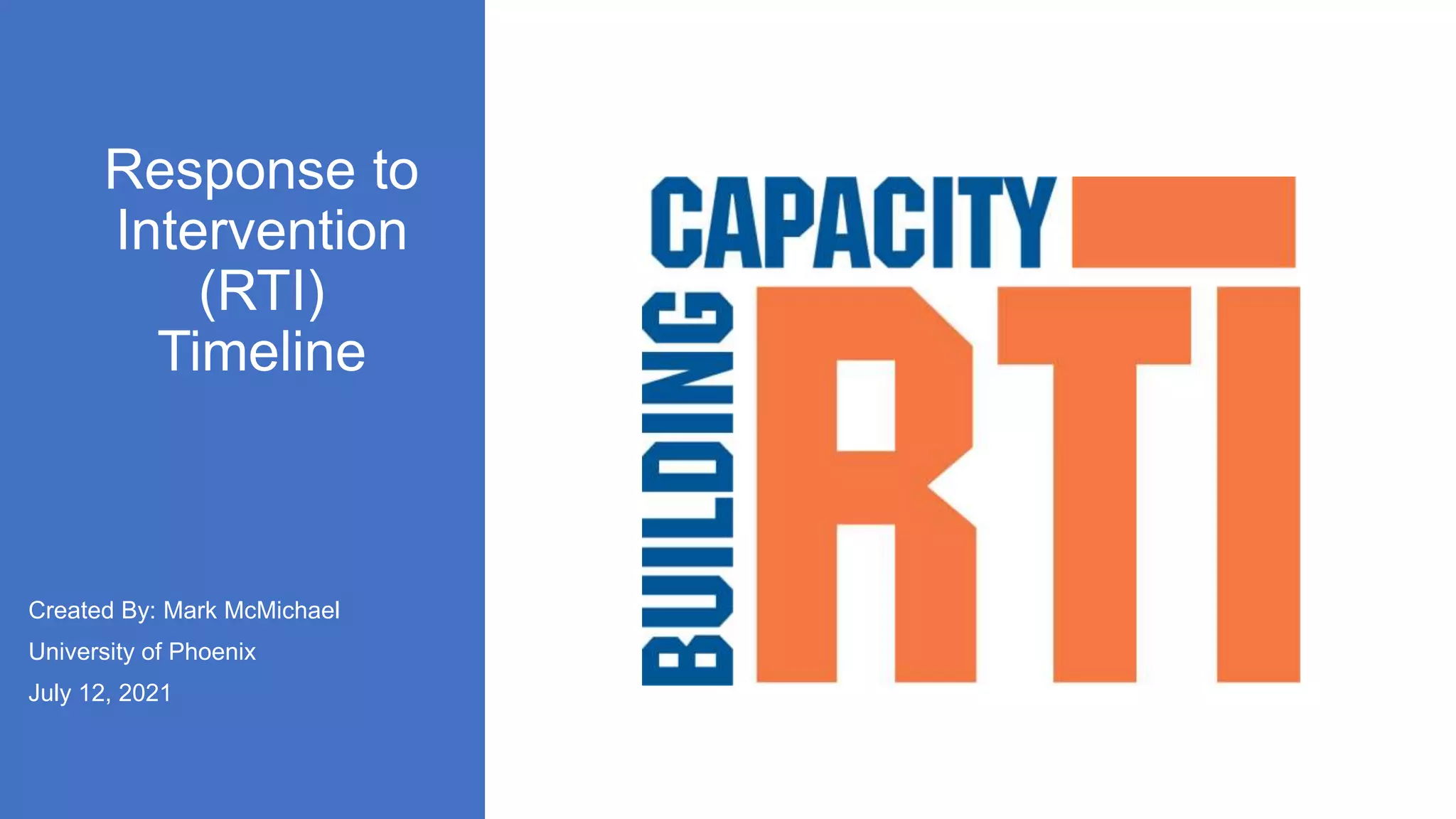 Week 2 response to intervention (rti) timeline | PPTX