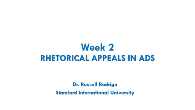 Week 2 rhetorical appeals in ads copy | PPT