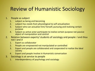 sociology: toward humanistic sociology | PPTX