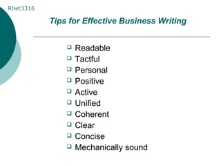 Tips for Effective Business Writing | PPT