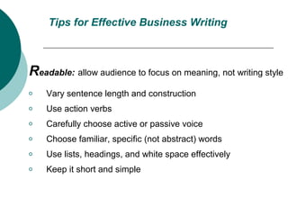 Tips for Effective Business Writing | PPT