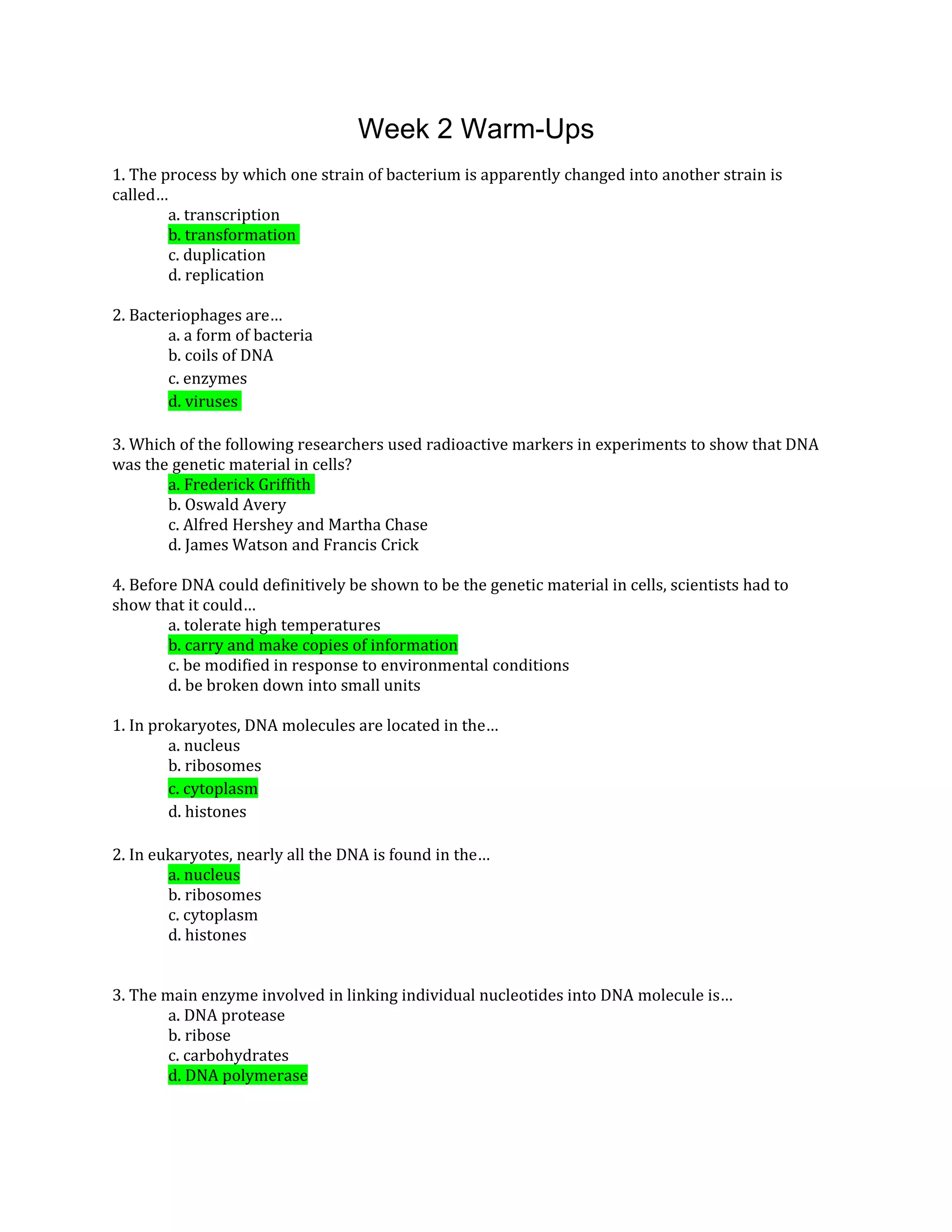 Week 2 warm ups | PDF