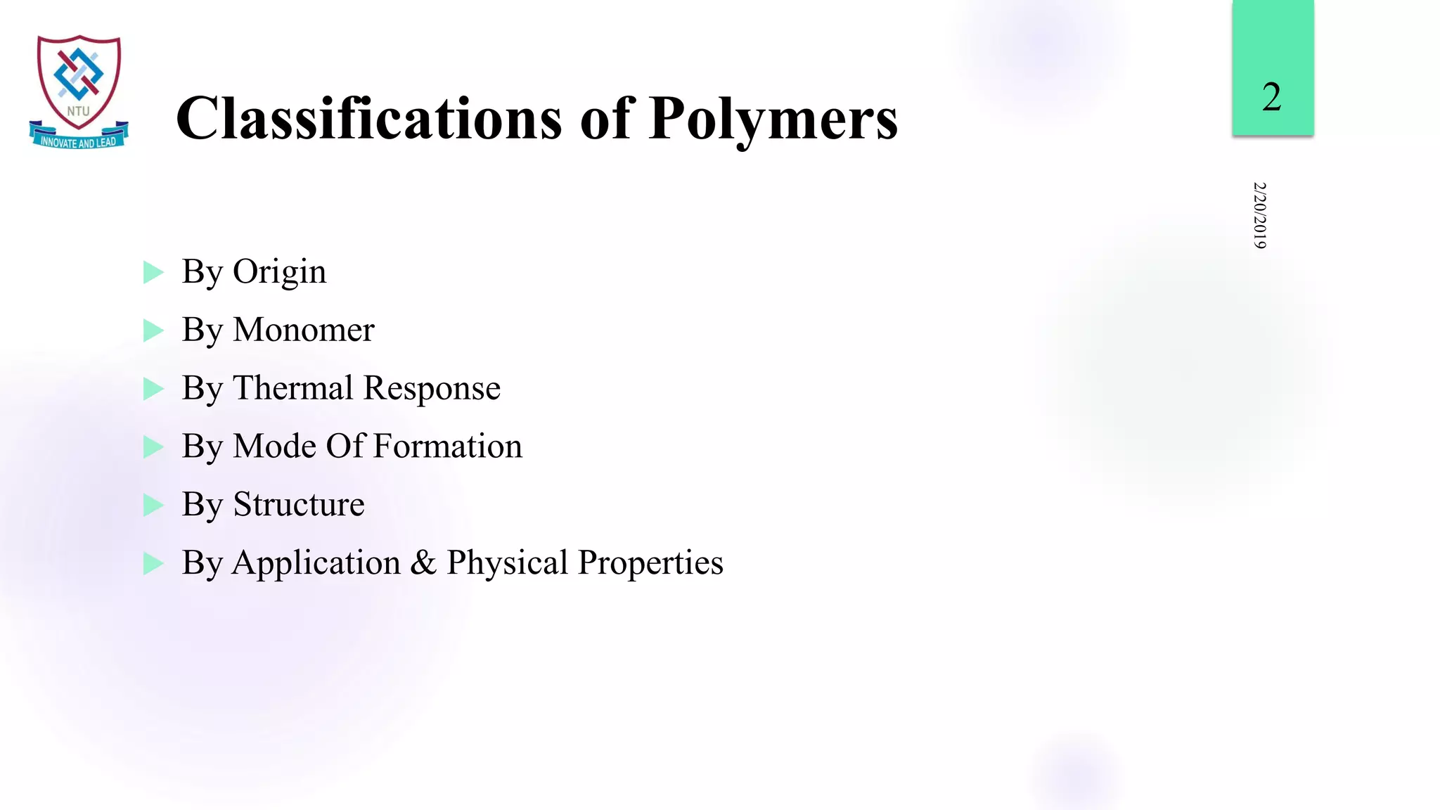 classification of polymer on the basis of molecular weight | PDF